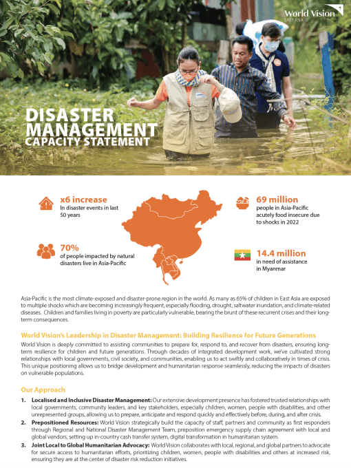 East Asia Capacity Statement | Disaster Management | World Vision East Asia | World Vision ...